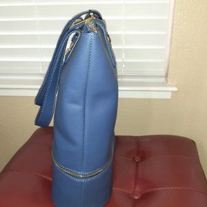 Joy Mangano | Bags | Joy Mangano Double Decker Leather Purse Navy ...